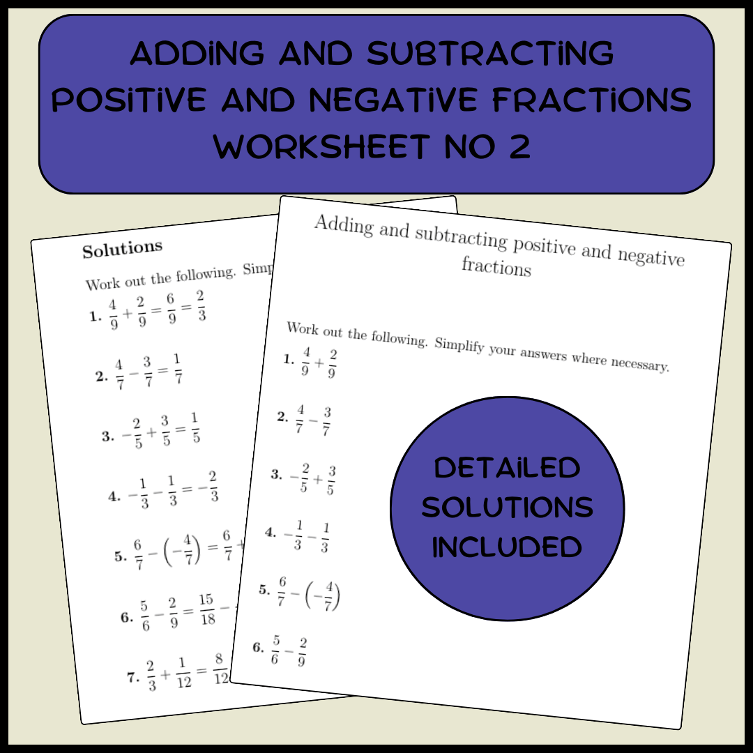 Adding And Subtracting Positive And Negative Fractions