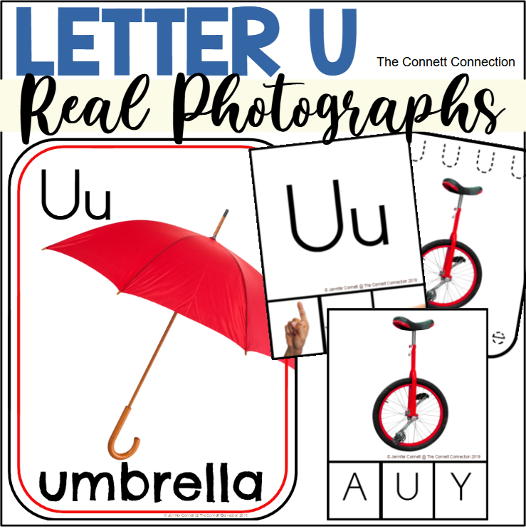 Letter U Phonics and Writing Centers with Real Photographs