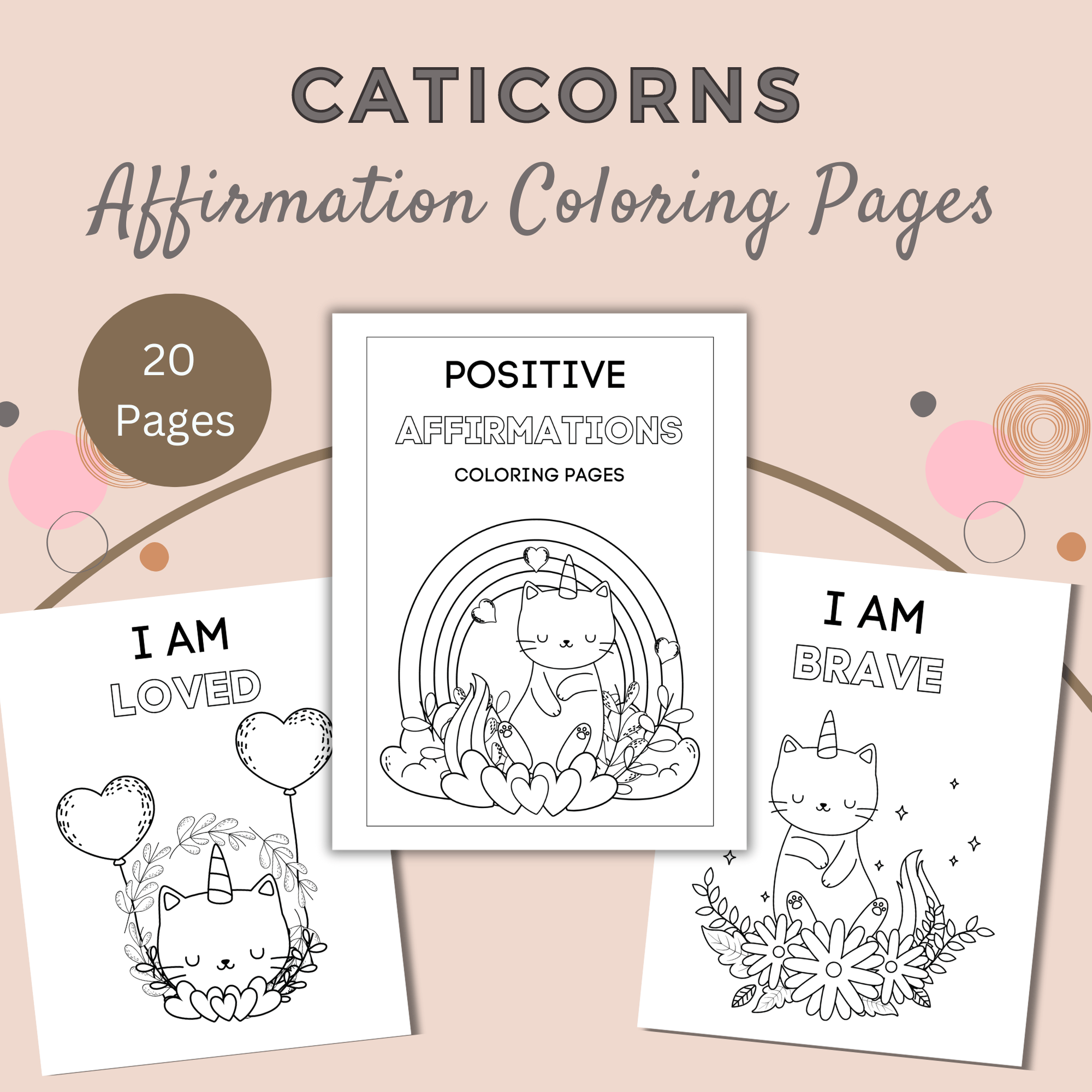 Caticorns Affirmations Coloring Pages I Cats and Unicorns - Payhip