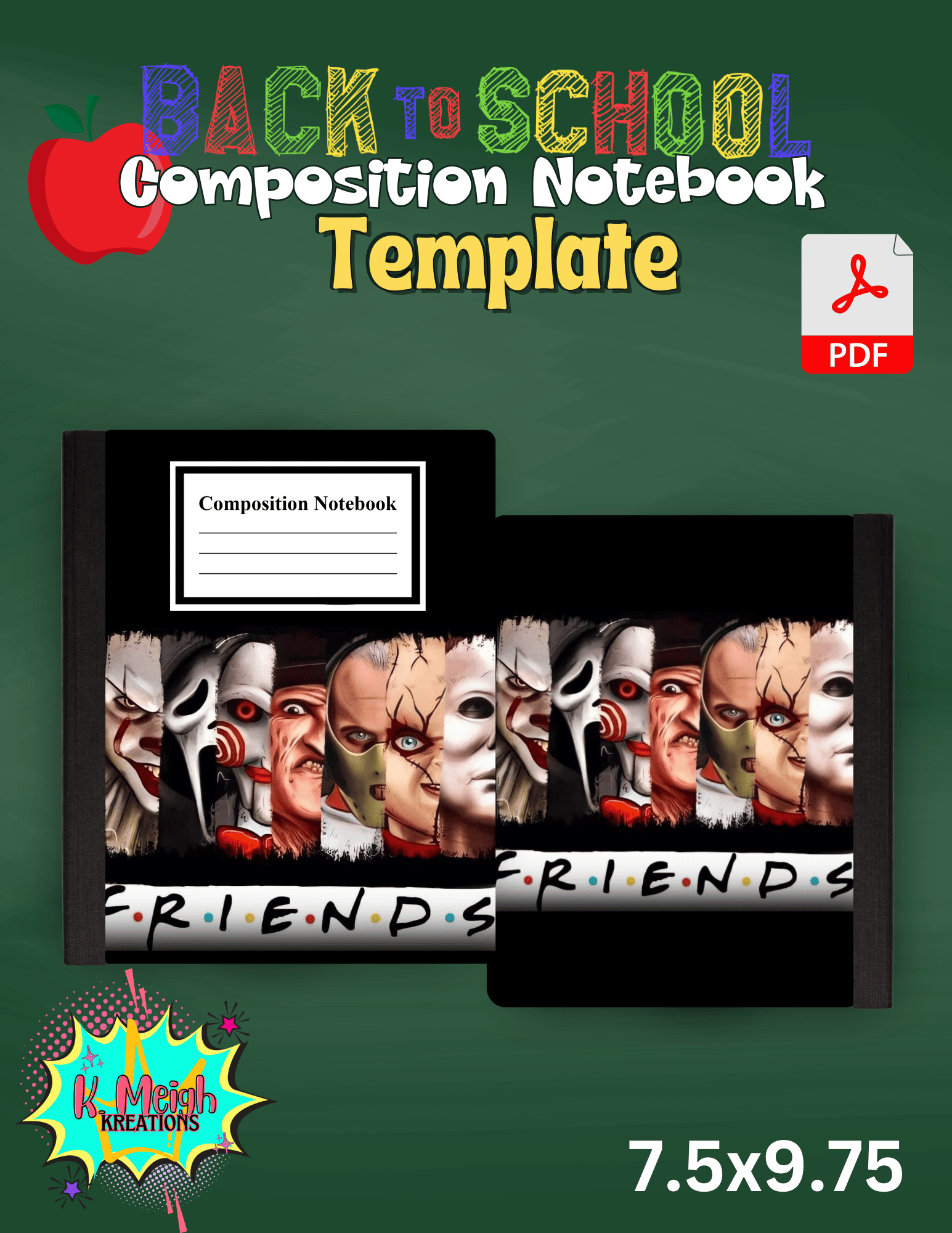 Editable Themed Composition Notebook Template PDF File - Payhip