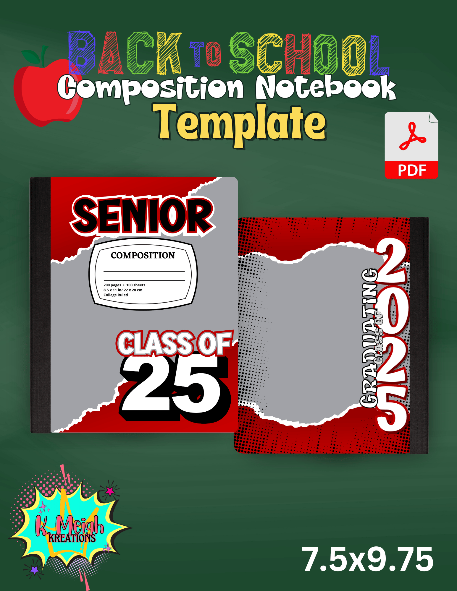 Editable Themed Composition Notebook Template PDF File - Payhip