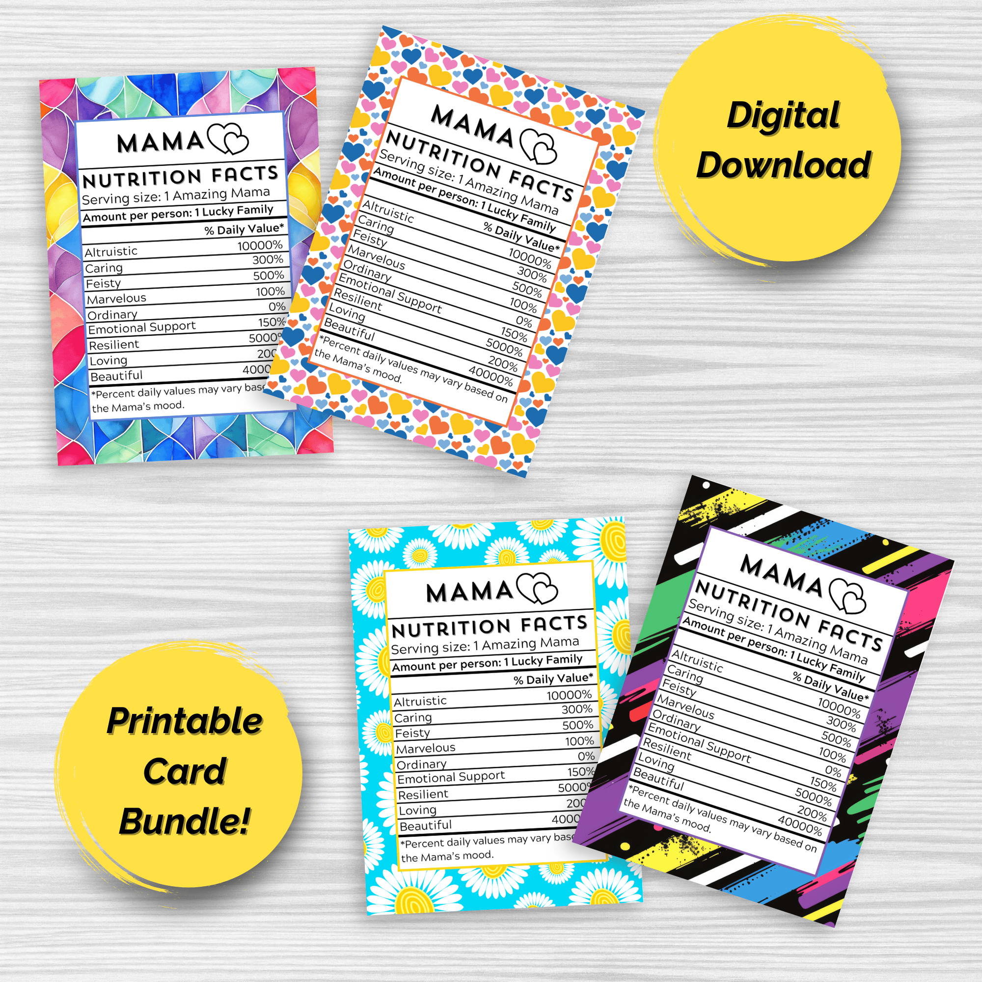 Printable Mama Greeting Card Bundle (4 Card Designs) - Payhip