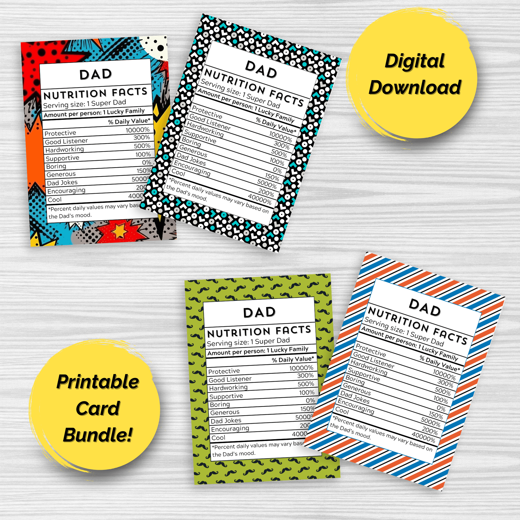 Printable Dad Greeting Card Bundle (4 Card Designs) - Payhip