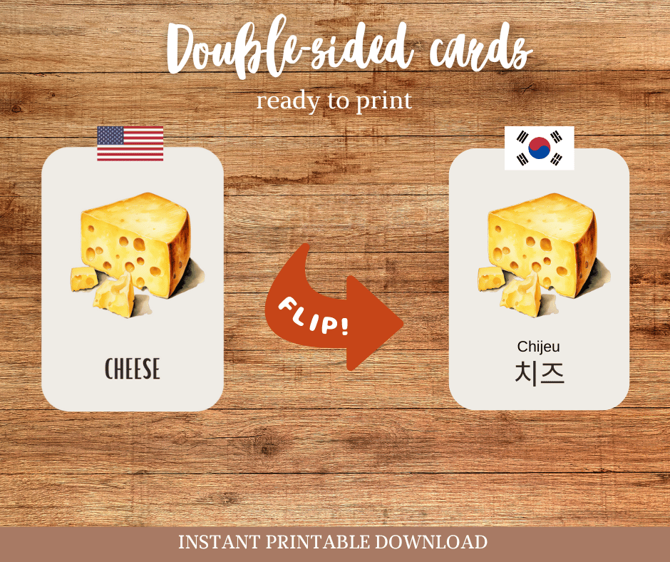 English-Korean Food & Drink Flashcards with Romaji | 48 Double-Sided ...