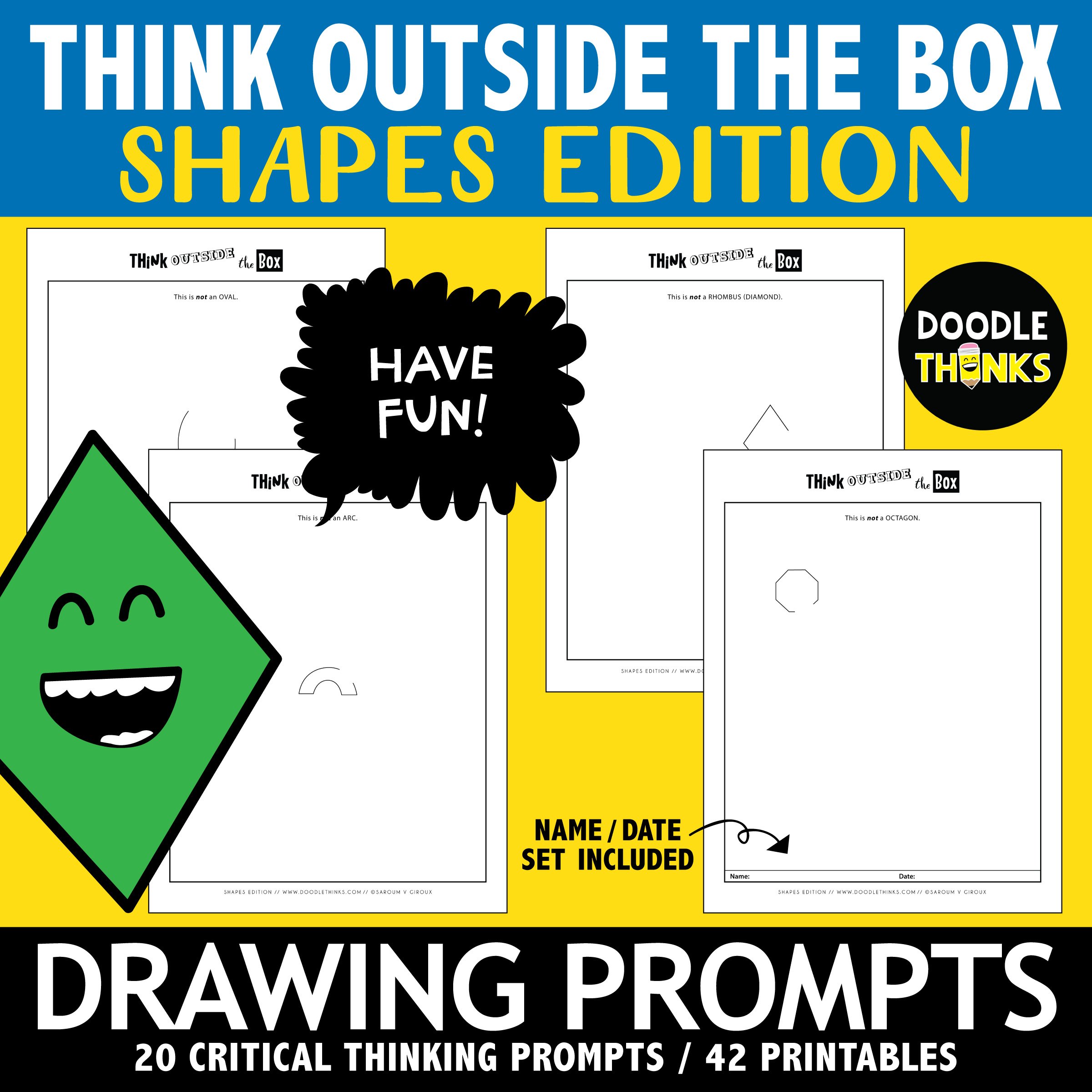 Think OUTSIDE the Box SHAPES Finish the Picture Drawing Prompts Doodle ...