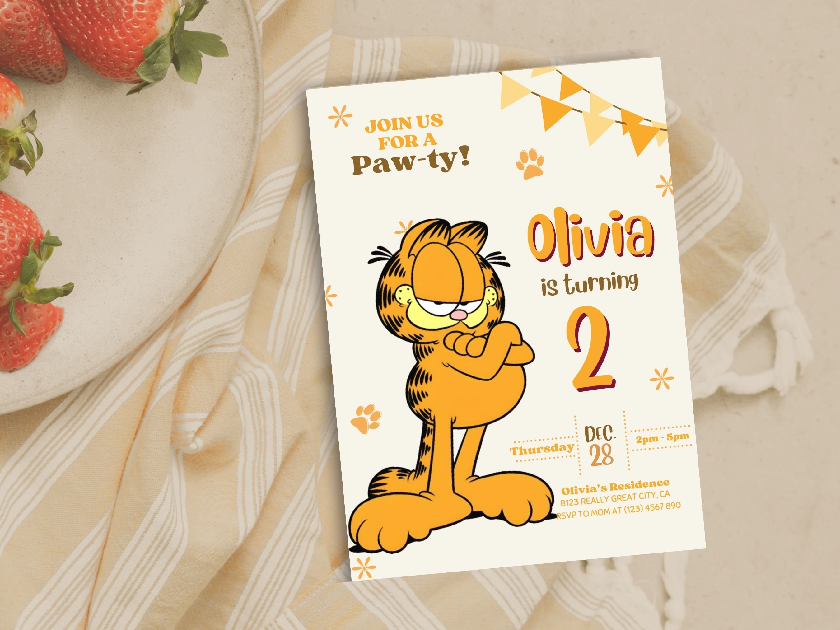 Garfield Birthday Invitation Template | Garfield Movie Birthday Ideas ...