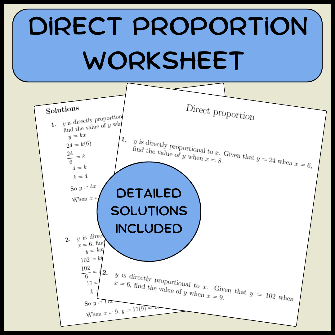 Direct and inverse proportion worksheets (with solutions)