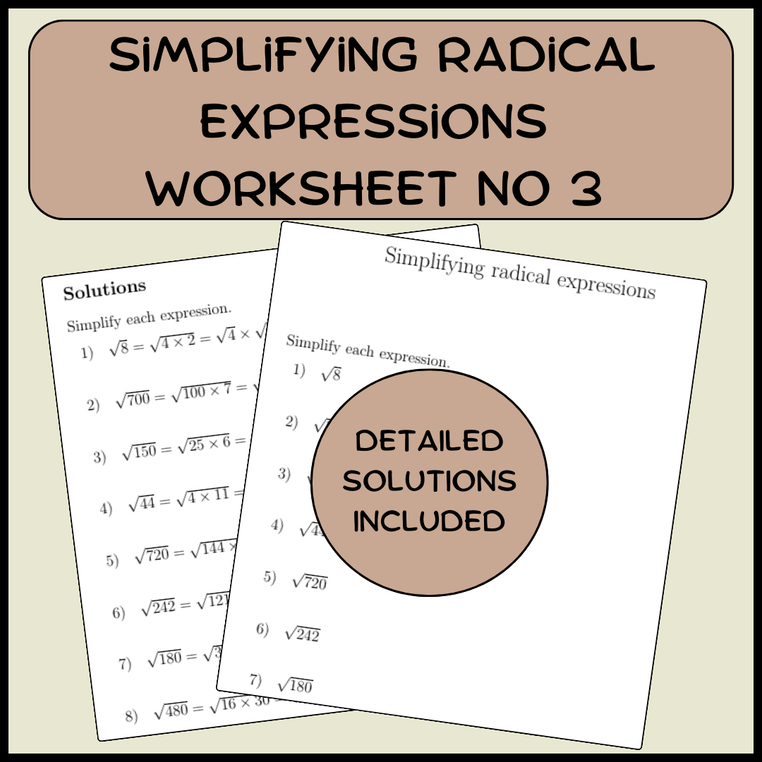 Radical Expressions Worksheet With Answers MULTIPLYING RADICAL