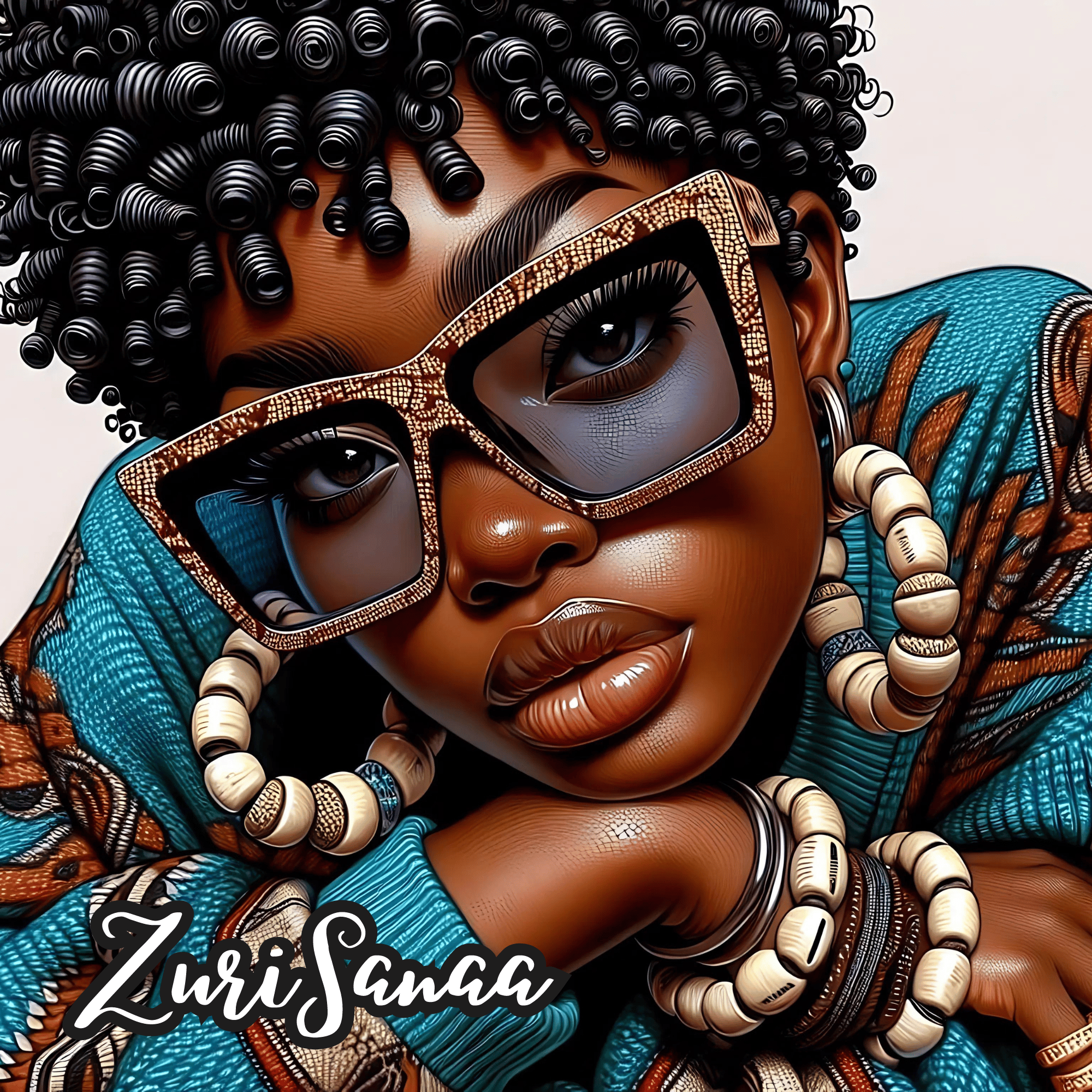 AfroChic Vibes Turquoise: 10-Image PNG Bundle | Afrocentric Style with ...