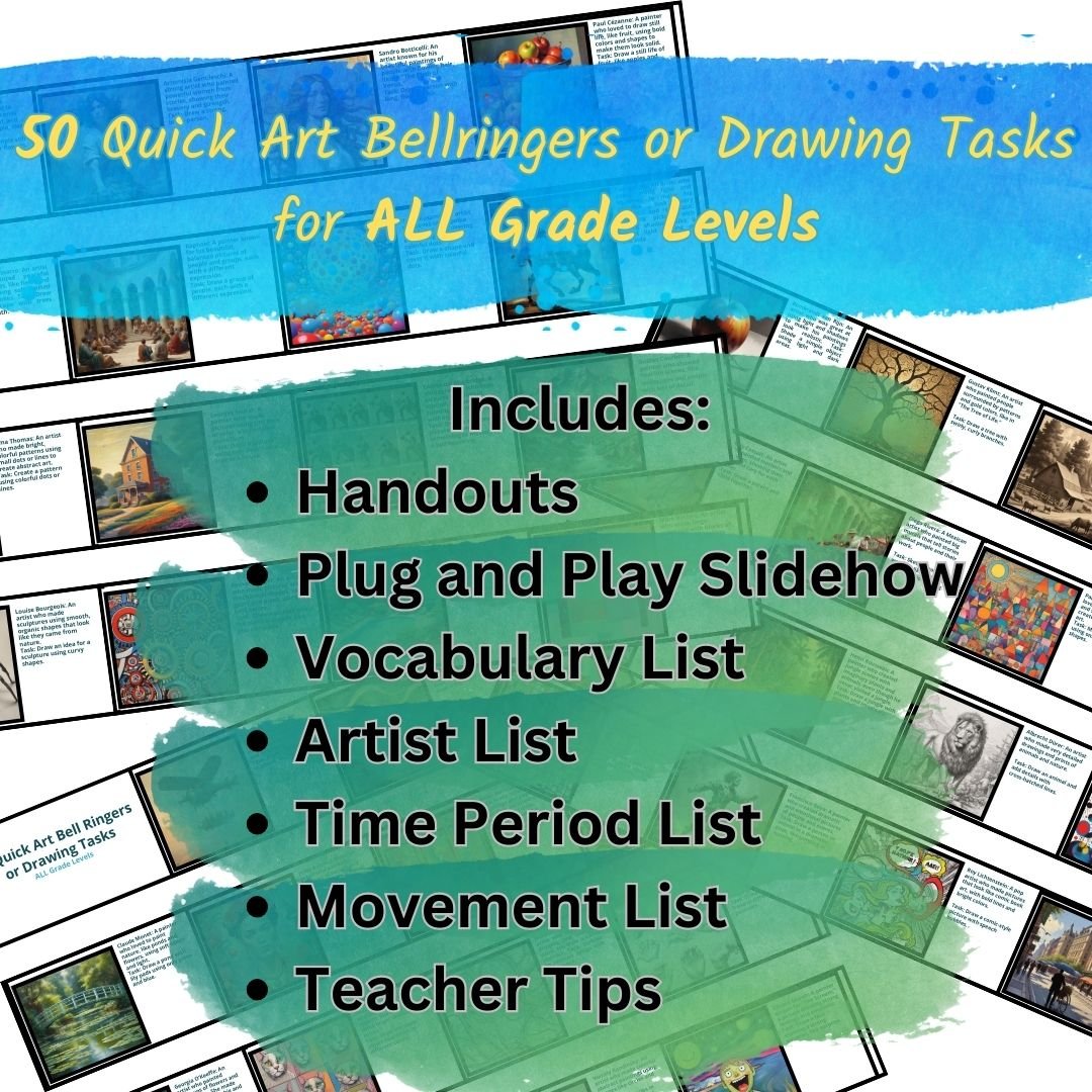 50 Quick Art Bell Ringers or Drawing Tasks - ALL Grade Levels!! - Payhip