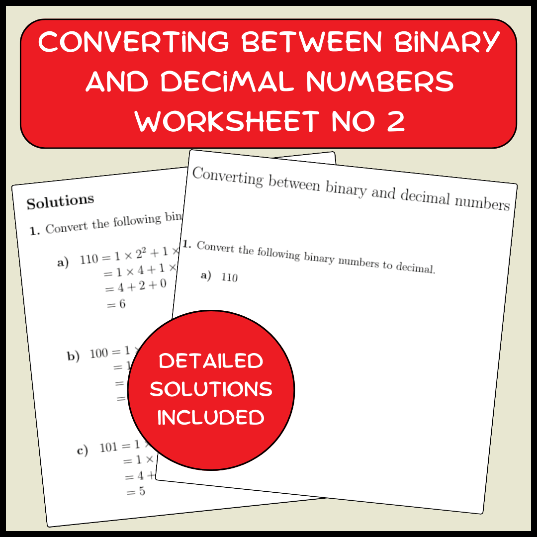 Binary To Decimal Worksheet