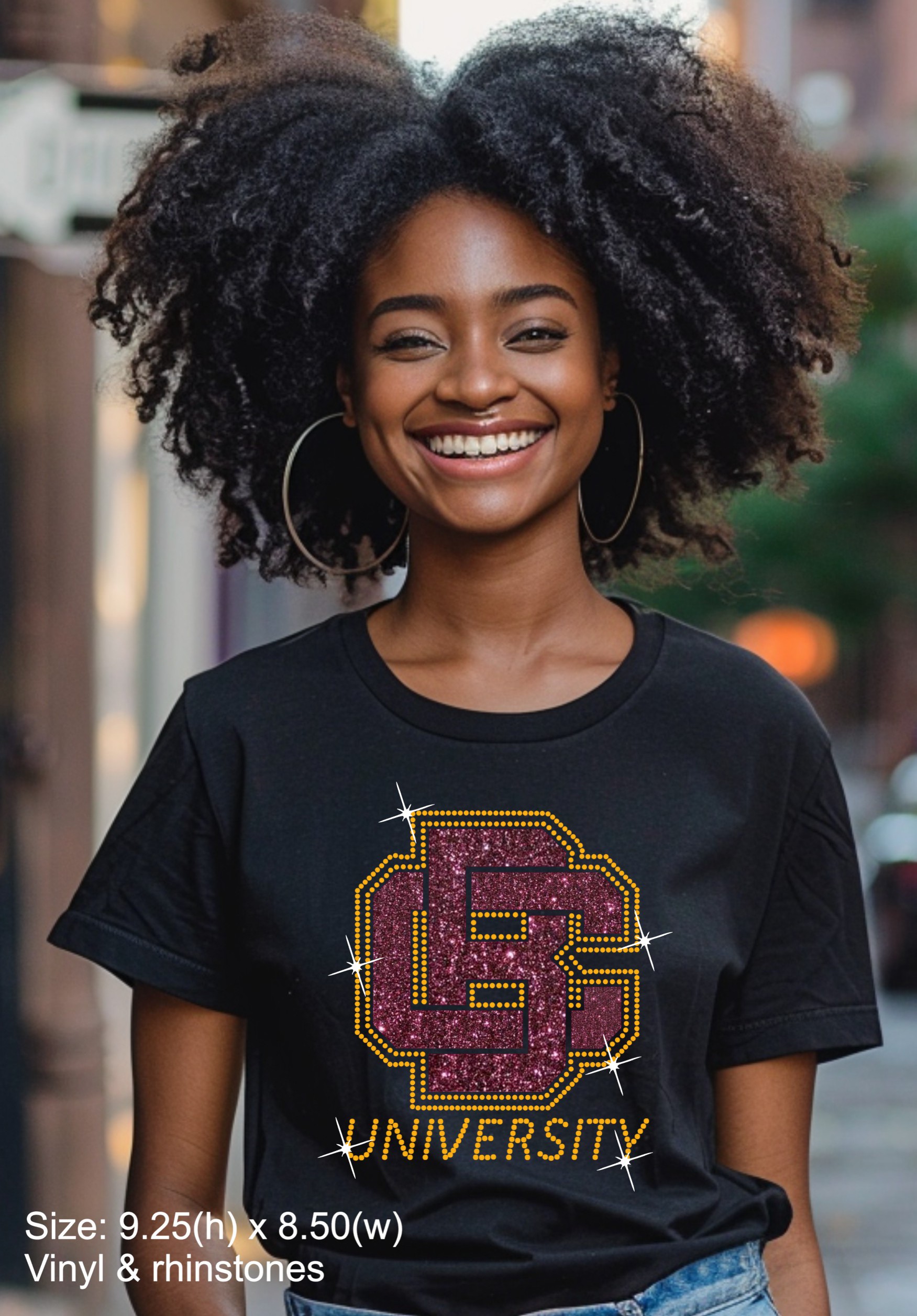 Bethune Cookman University, Glitter Vinyl & Rhinestone T-shirt - Payhip