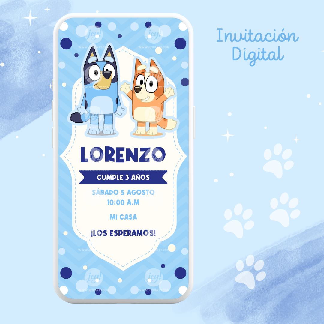 Invitación Bluey Azul