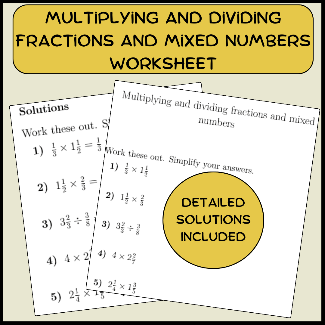 Dividing Mixed Numbers Worksheet
