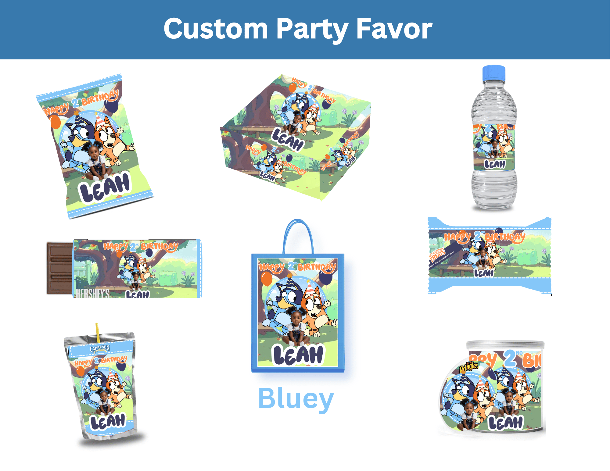 Editable in CANVA Bluey party favor bundle - Payhip