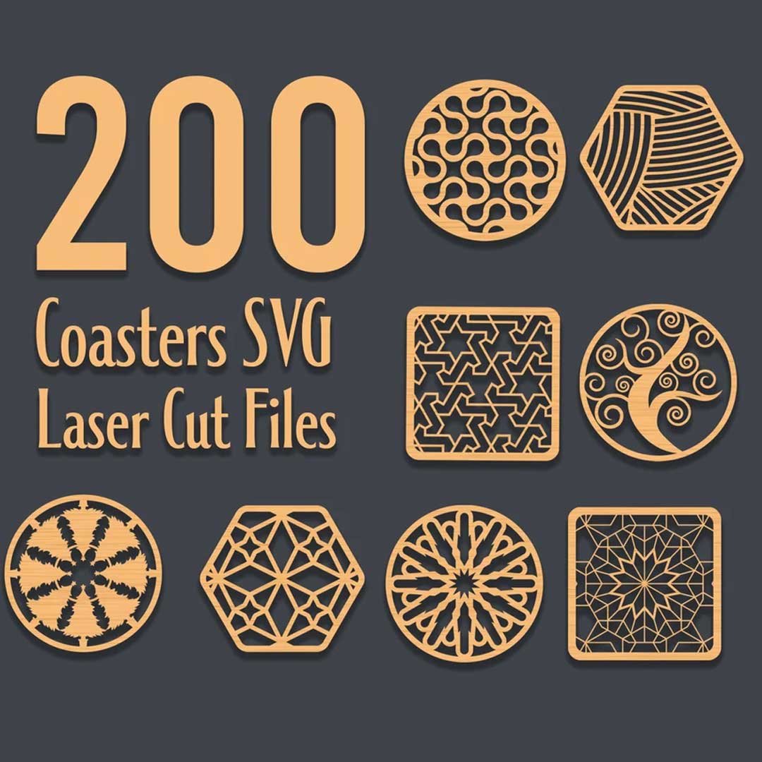 Personalized Coasters Laser Cut Files & SVG Files Templates