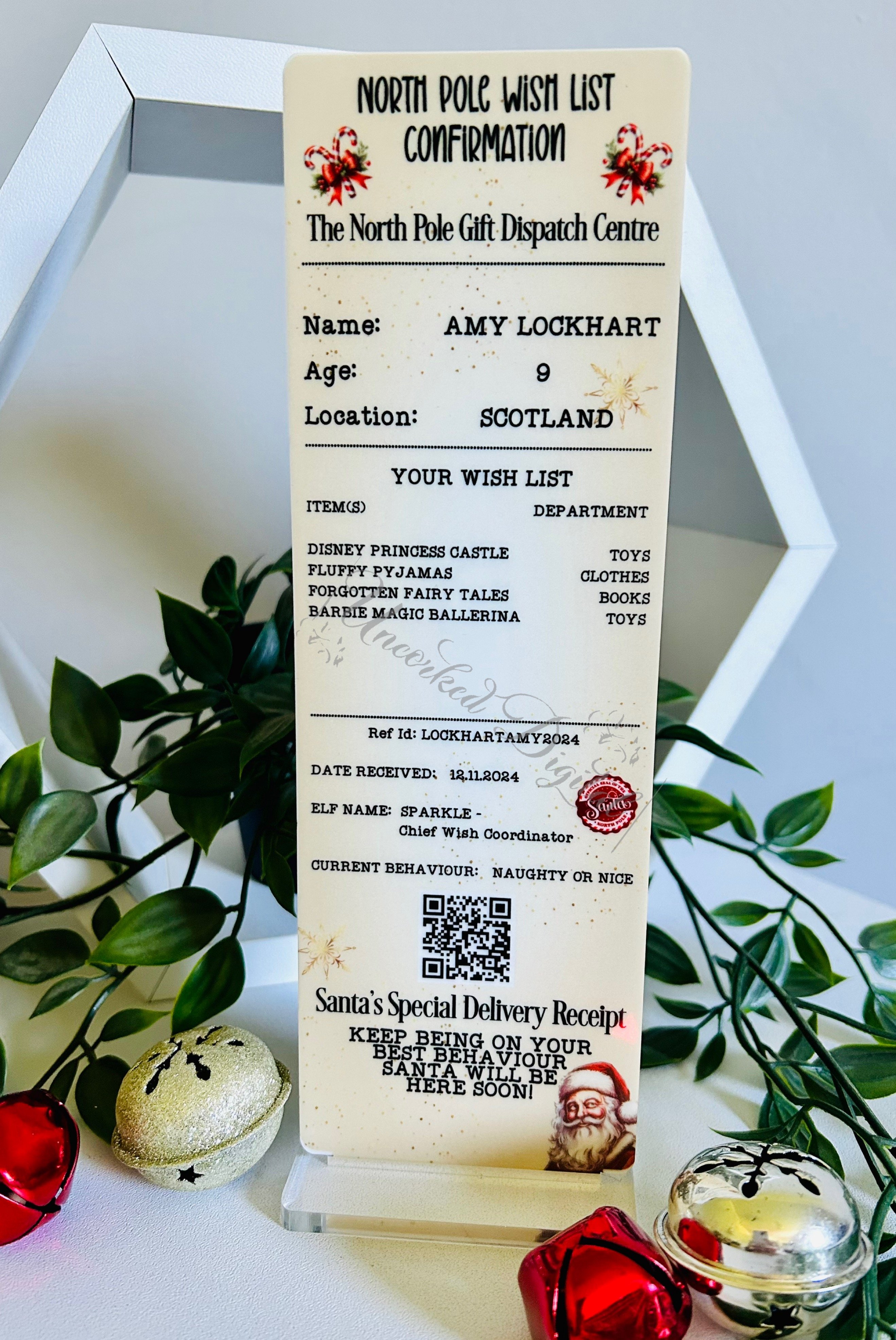 Wish List Confirmation Receipt with working QR Code (woodform) - Payhip