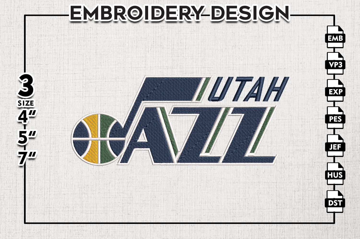 Utah Jazz Basketball Team Embroidery Design, NBA Utah Jazz Logo ...
