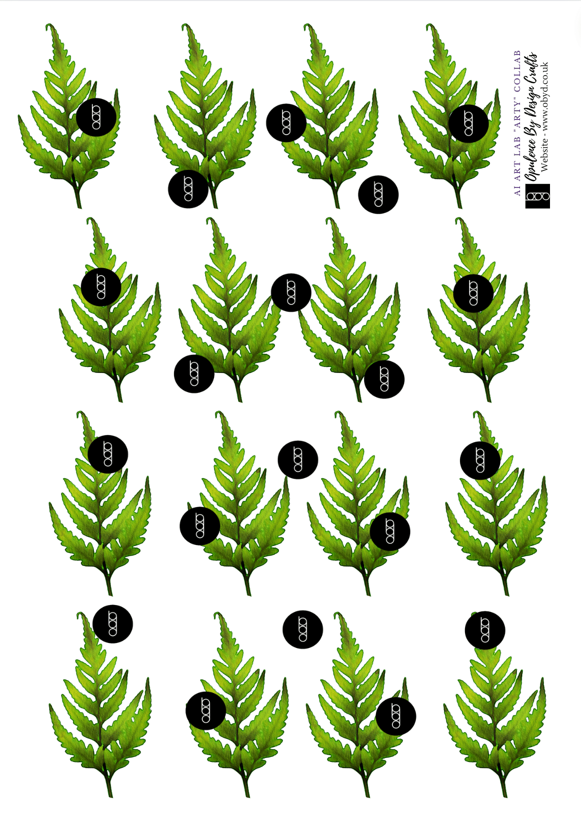 Print, Cut and Form Foliage sheet - Fern Leaves PDF Digital Download