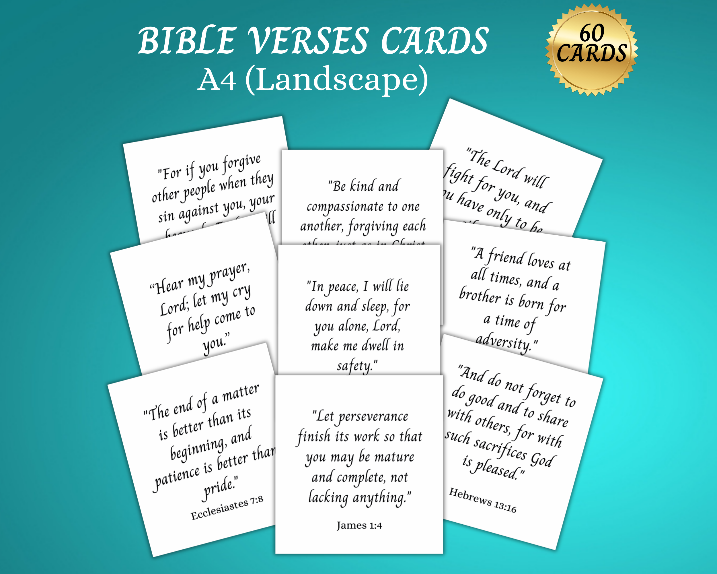 60 Printable Scripture Cards | Bible Verse Memory Cards | Instant Download - Payhip