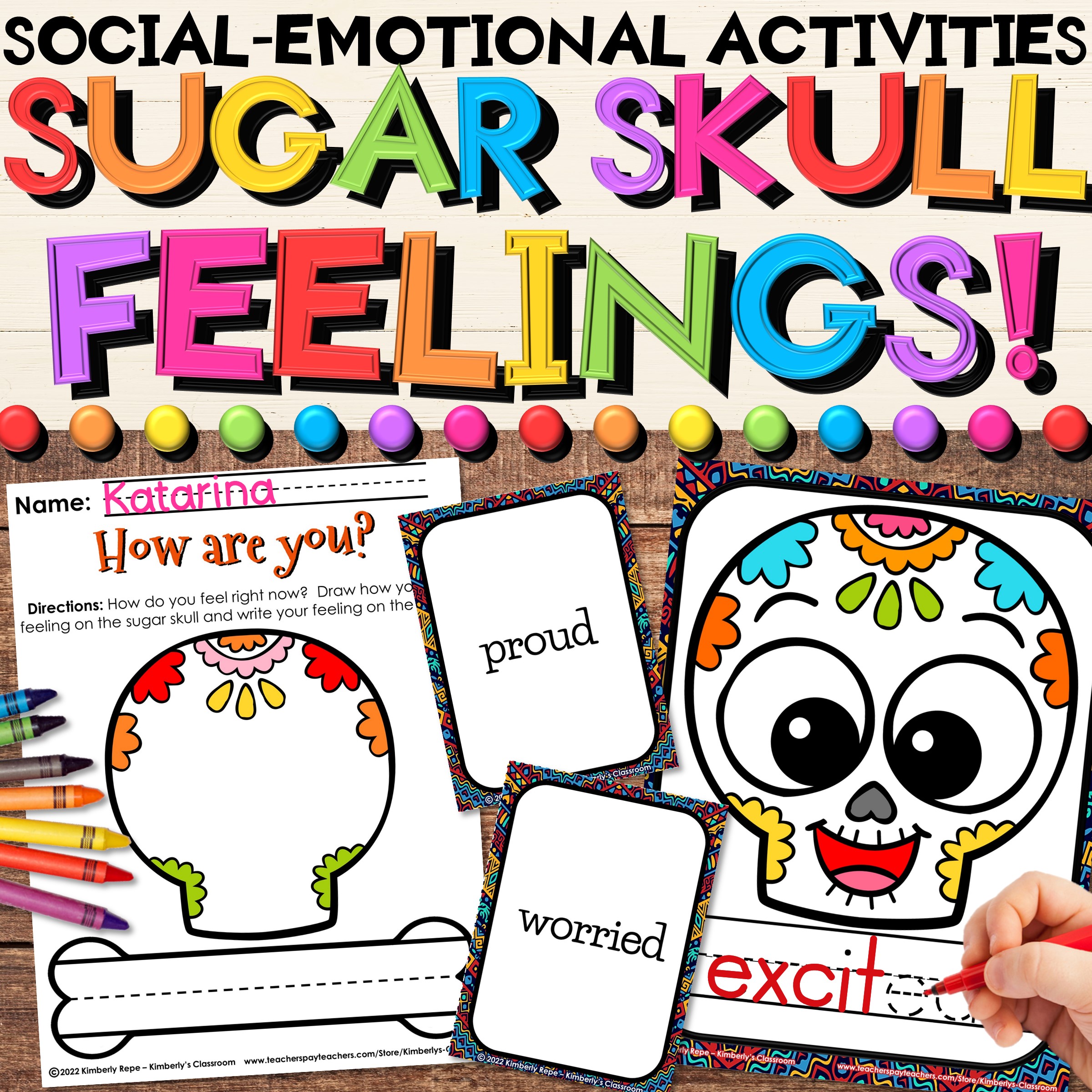 Day of the Dead Social-Emotional Feelings, Sugar Skull Writing & Play ...