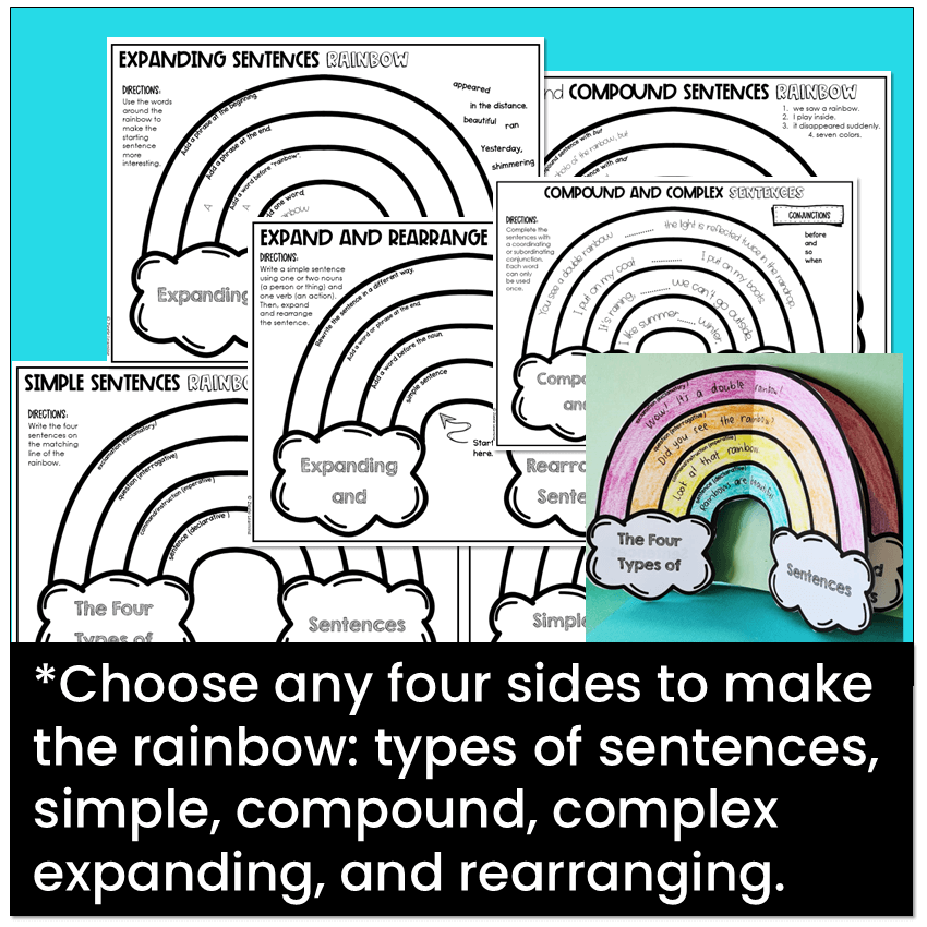 Simple, Compound, and Complex Sentences Rainbow Craft and Worksheets ...