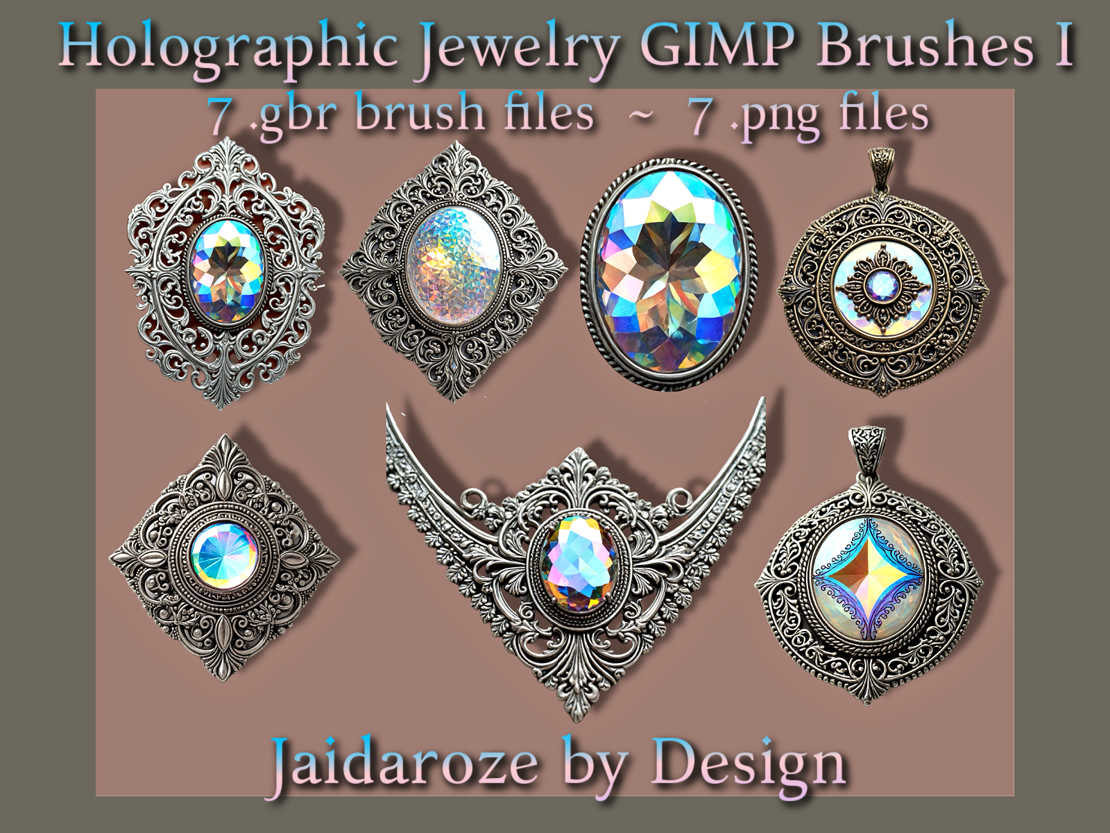 Holographic Jewelry GIMP Brushes I, II, III FREE Futuristic Pendants ...