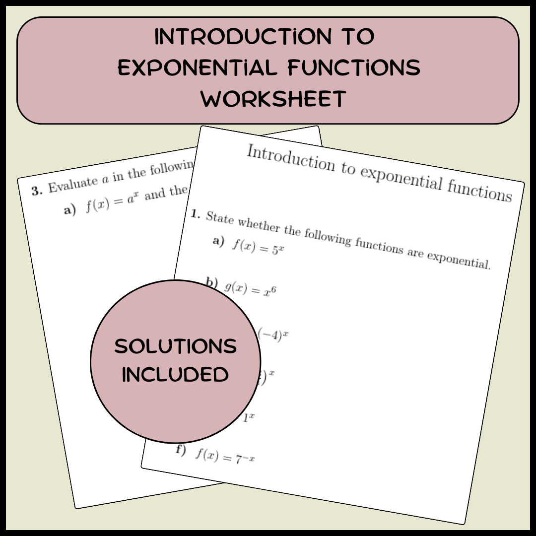 Exponential Functions Worksheets