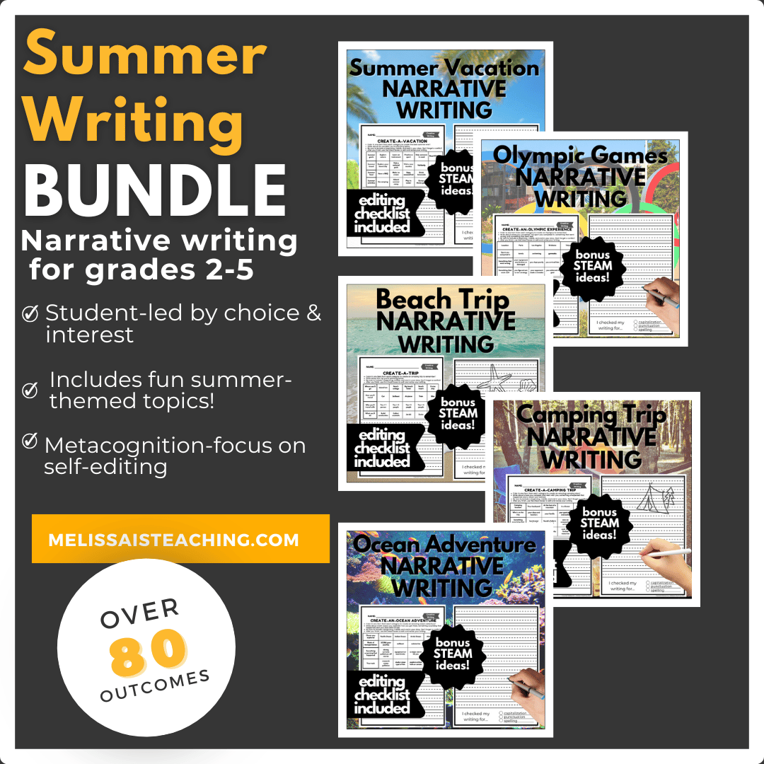 Beach Trip Narrative Writing with Editing Checklist BONUS STEAM ...