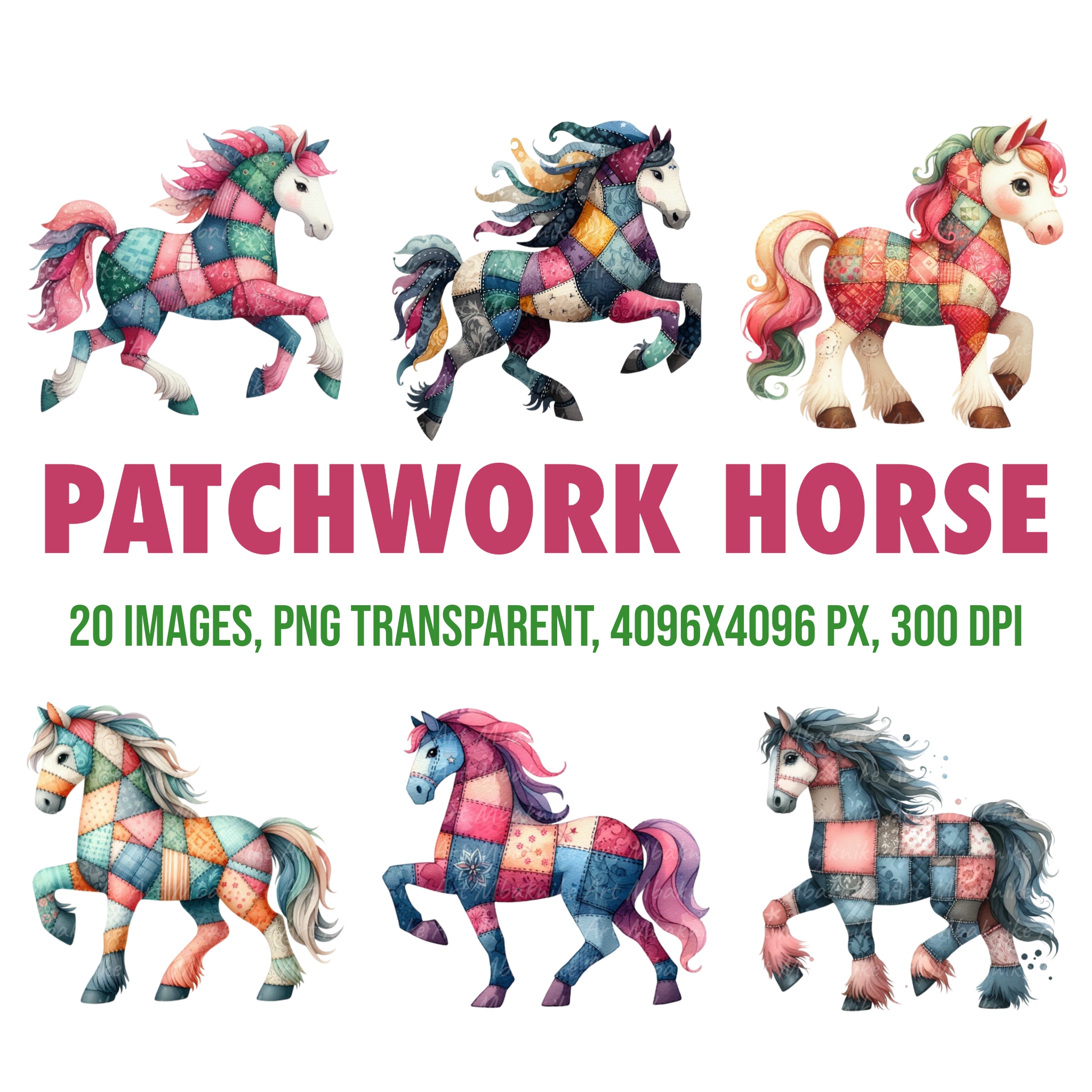 20 High-Resolution Images Patchwork Horse - Payhip