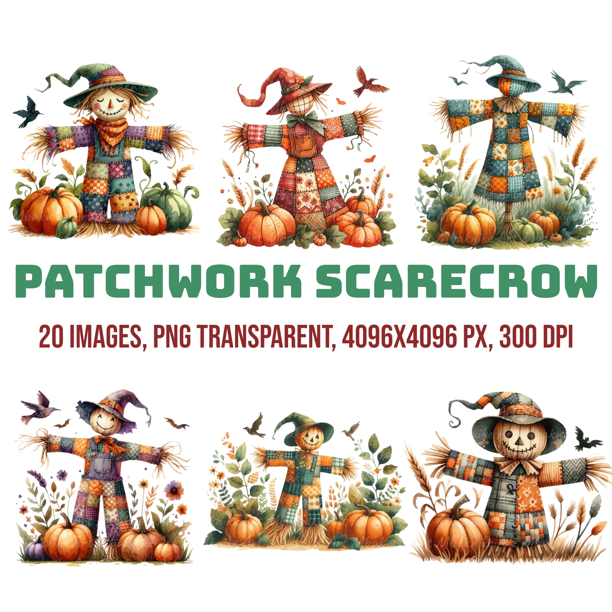 30 High-Resolution Images Patchwork Autumn Scarecrow - Payhip