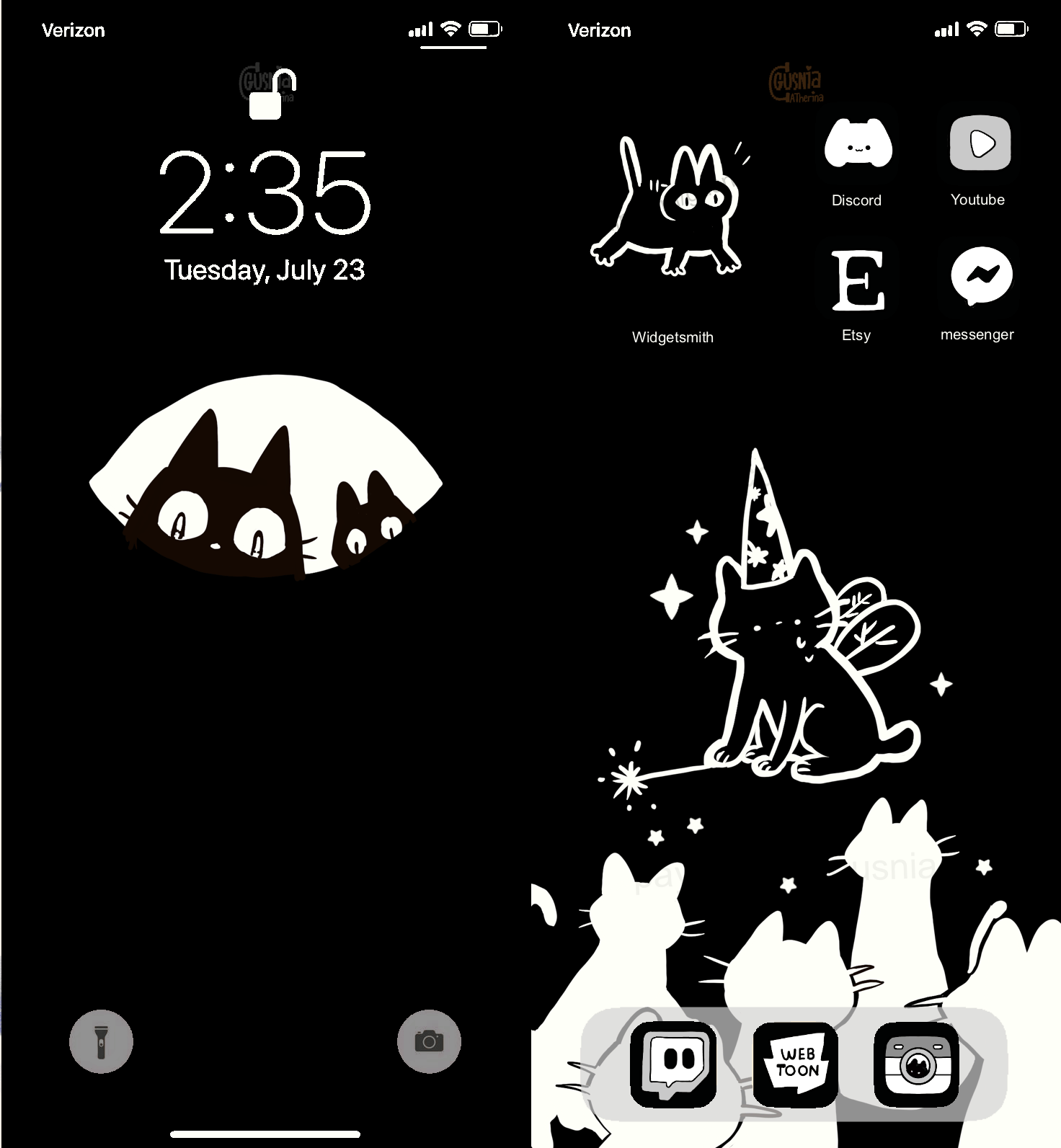 Cute Dark Theme Retro Galaxy Cat Icon Pack | Home screen customization ...