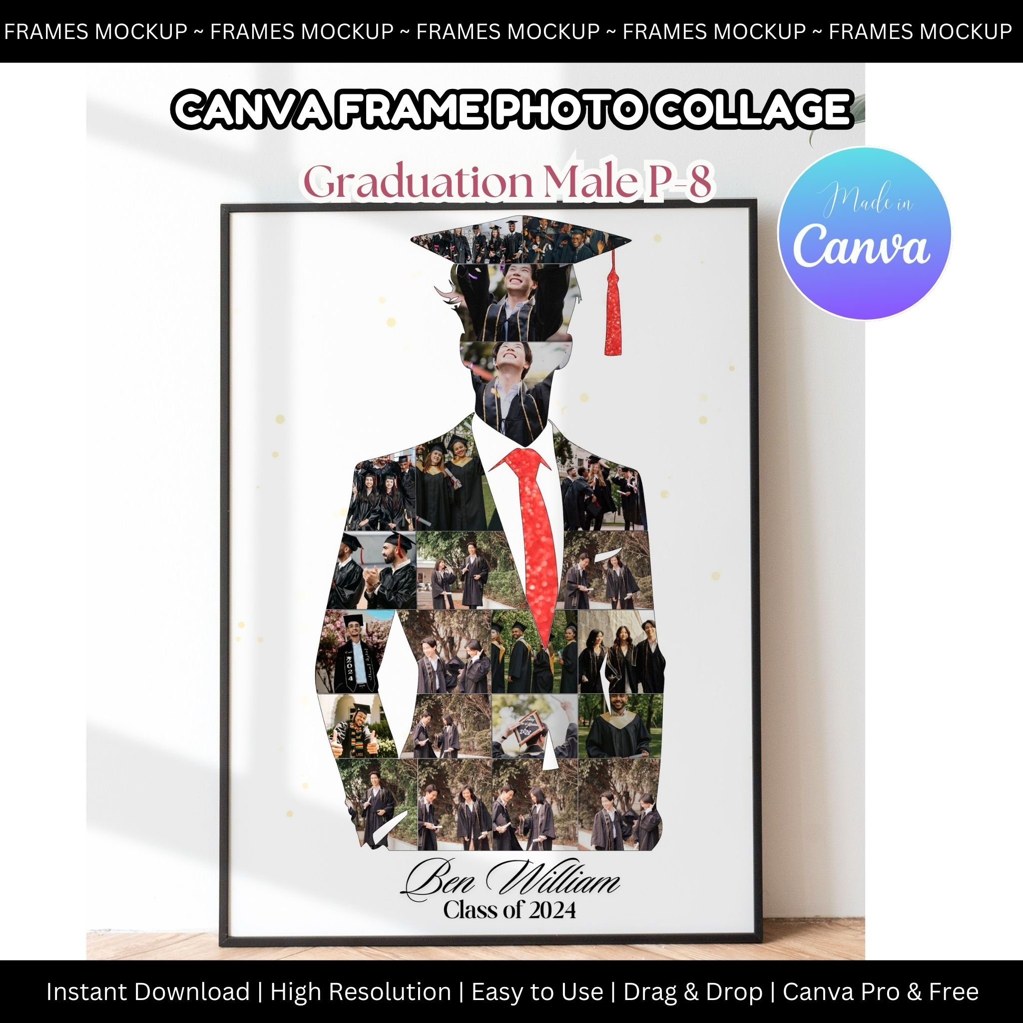 Canva Frame Photo Collage - Graduation Male P-8 - Payhip