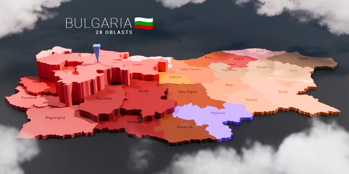 Bulgaria 28 Oblasts Interactive Map (3D Pre-rendered Images) - Payhip