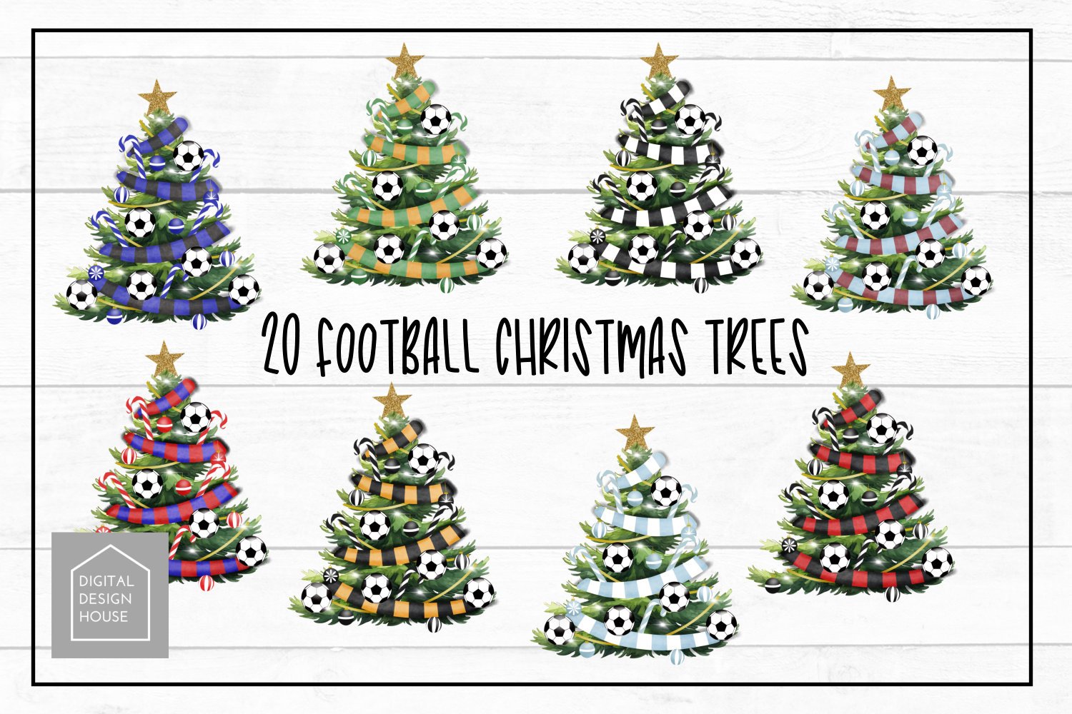 Festive Christmas FOOTBALL Trees 20 PNGS Included - Payhip