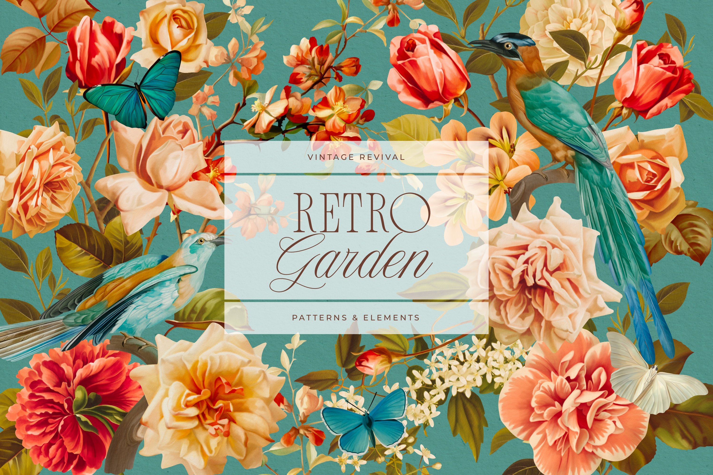 Retro Garden Vintage Floral Graphics Collection