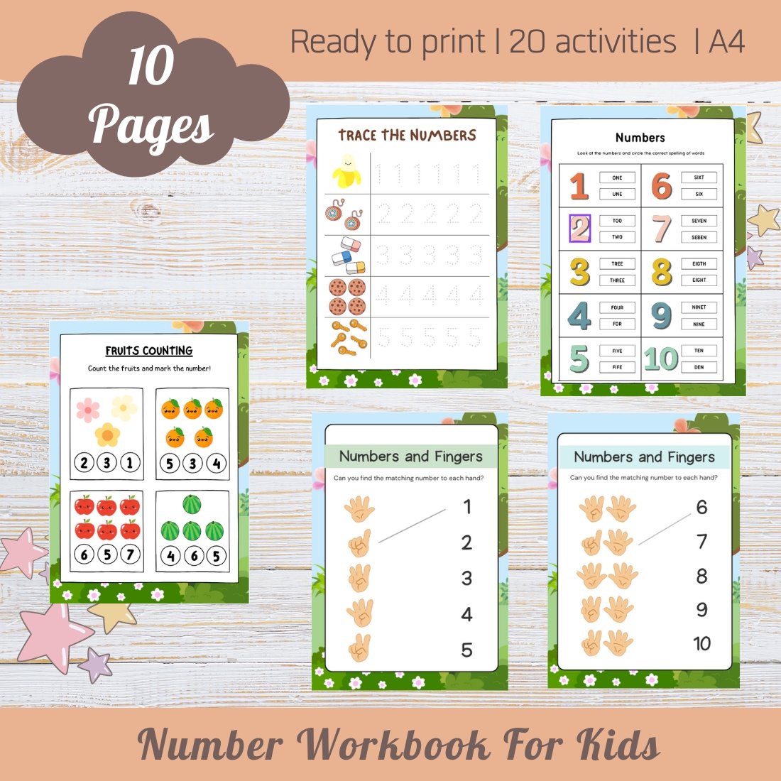 Animal Theme Number Worksheet Printable, Preschool Math, 1-10 Number ...