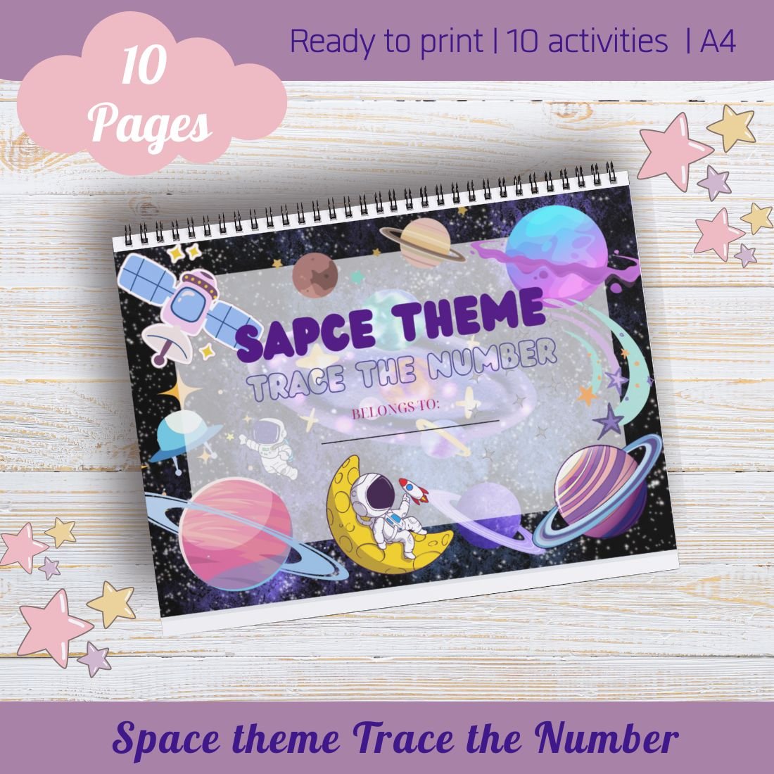 Space Theme Kindergarten Alphabet Workbook Printable, Alphabet ...