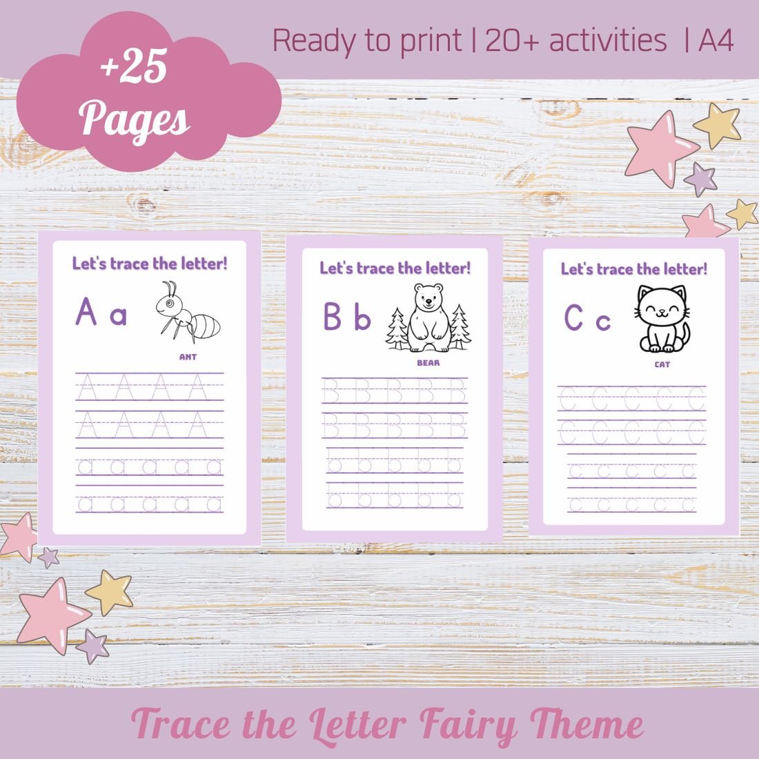 Space Theme Tracing Letter Printable, Kindergarten Alphabet Workbook ...