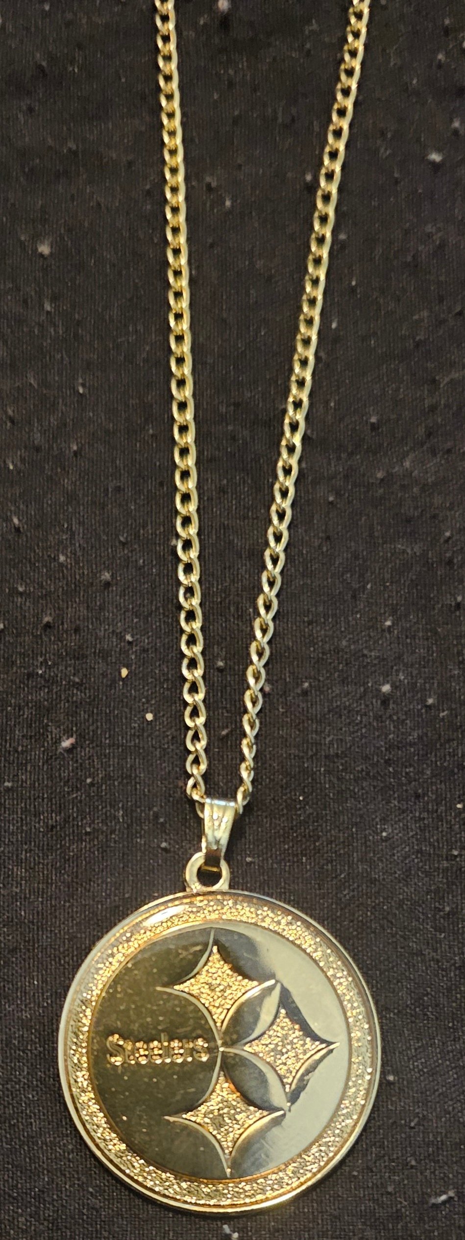 NFL Pittsburgh Steelers Gold Tone Logo Pendant Necklace 18 - Payhip
