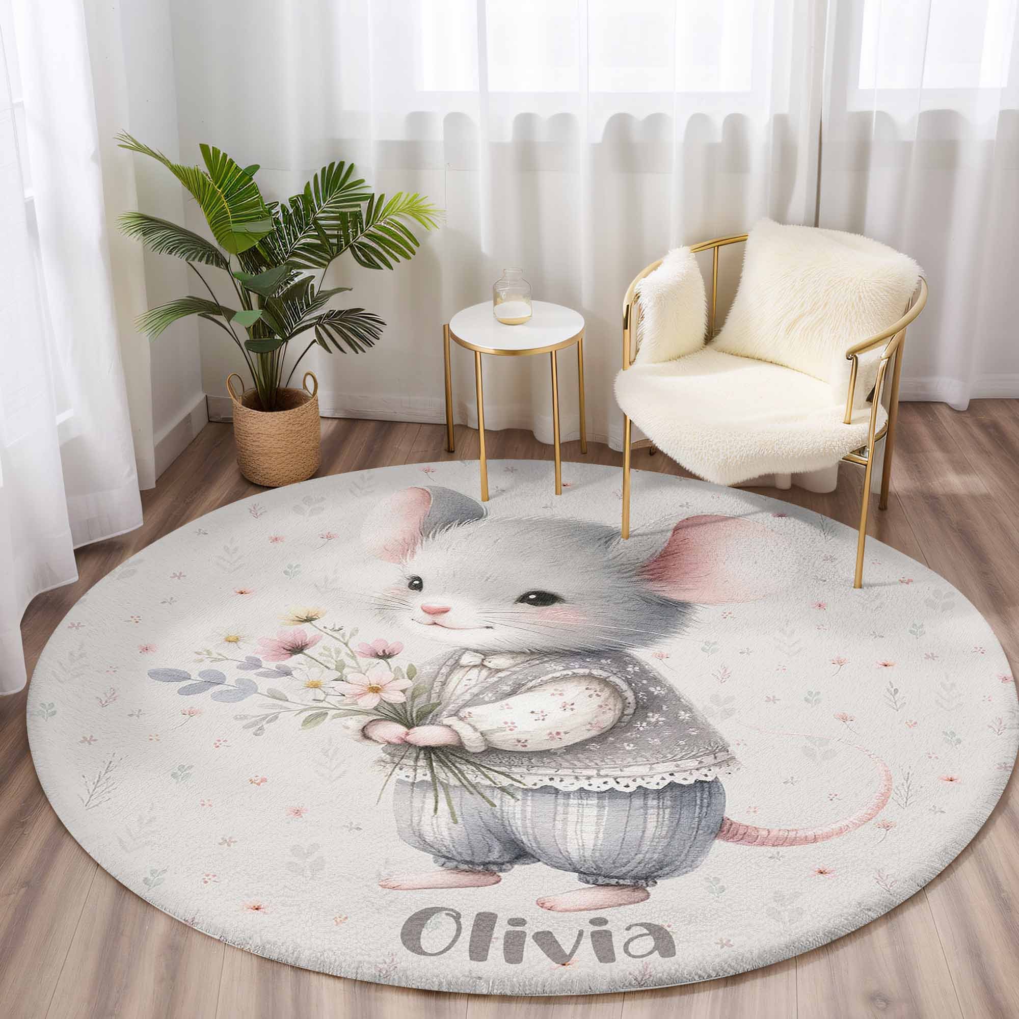 Spring Floral Mouse Round Rug - Payhip
