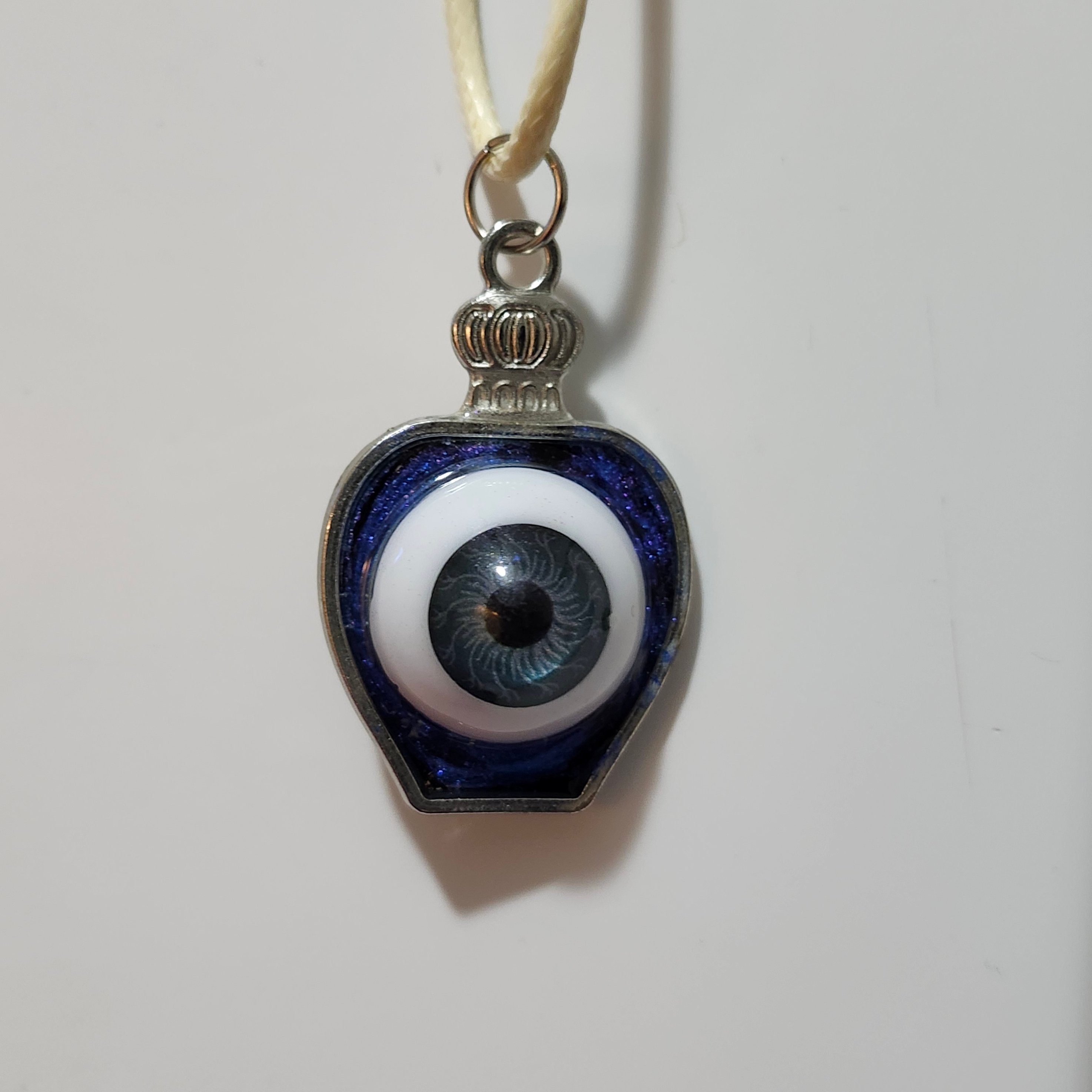 Blue Shimmer Eyeball Resin Pendant Silver - Payhip