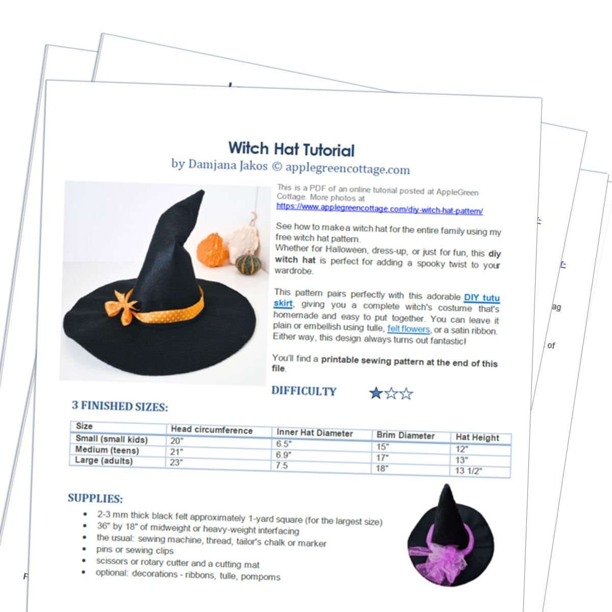 Witch Hat - Printable Tutorial PDF