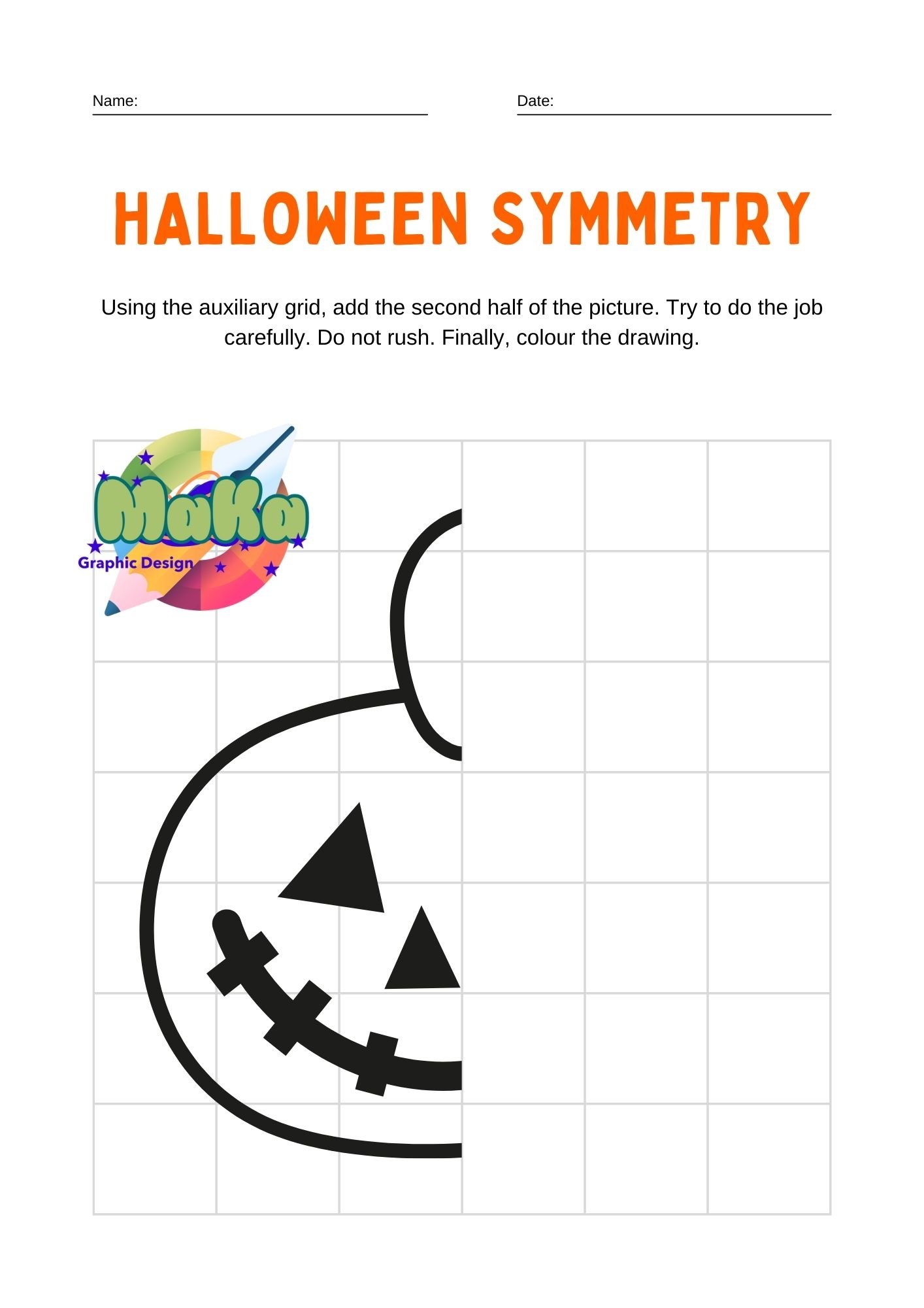 Halloween Symmetry Drawing Worksheet (12 PDF Pages) - Payhip