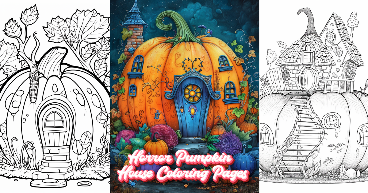 Horror Pumpkin House Coloring Pages - Payhip