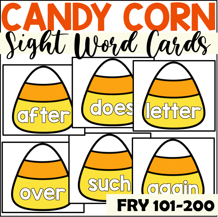 Candy Corn Sight Word Cards for Fry 101-200