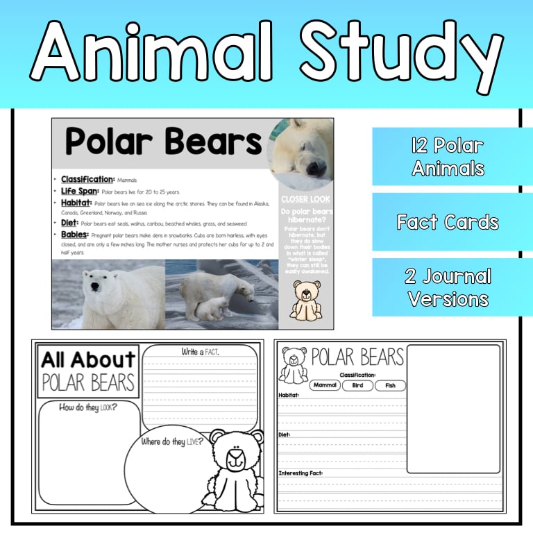 Polar Habitats - Science, Writing, Word Work, & Math