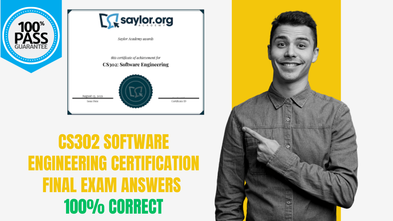 CS302 Software Engineering Certification Final Exam Answers PDF Instant ...