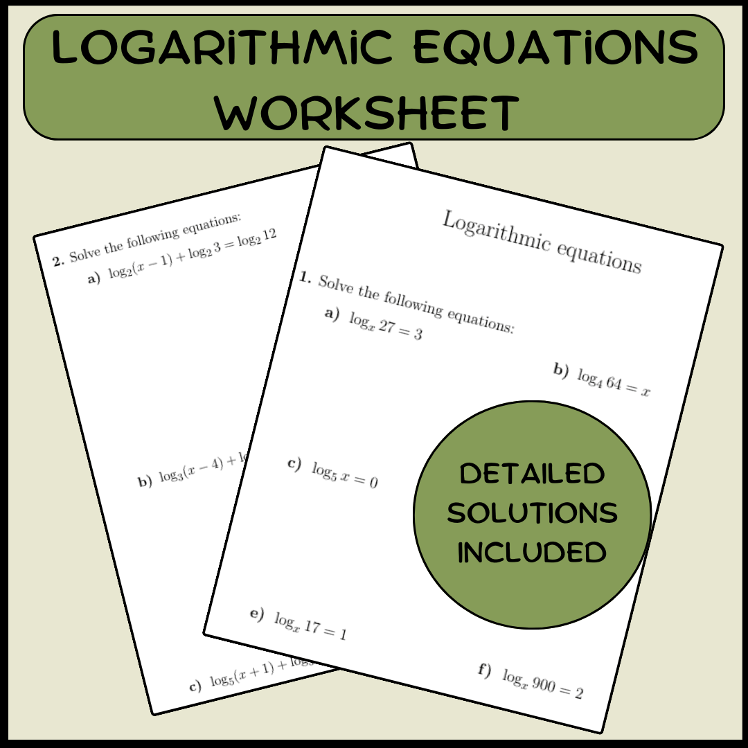 Solving Logarithmic Equations Worksheet With Answers Solving