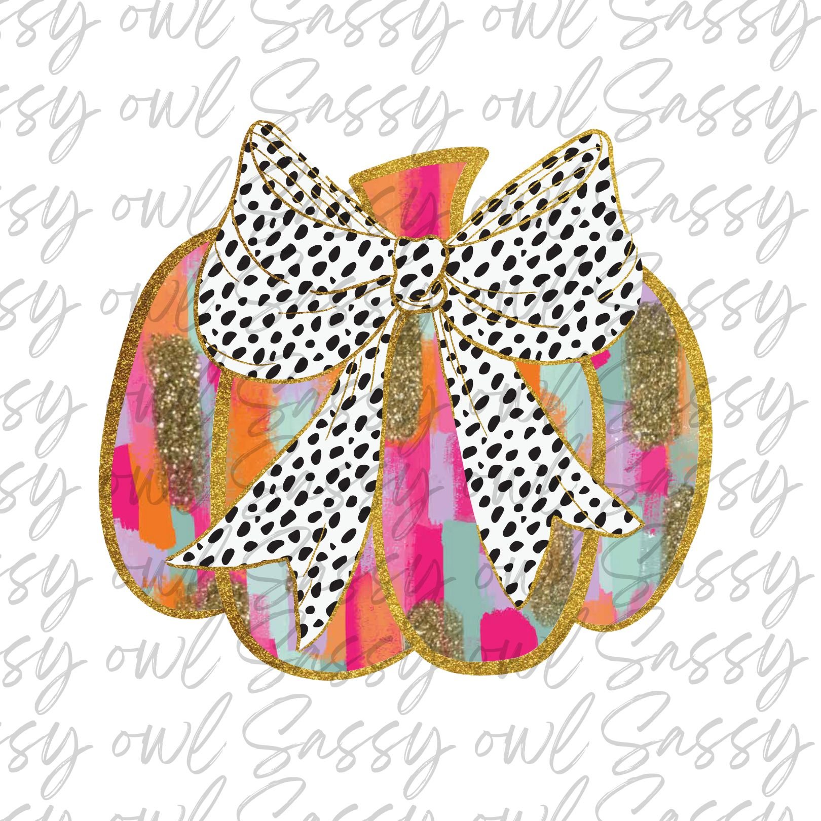 Glitter Brush stroke pumpkin with and without bow - Payhip